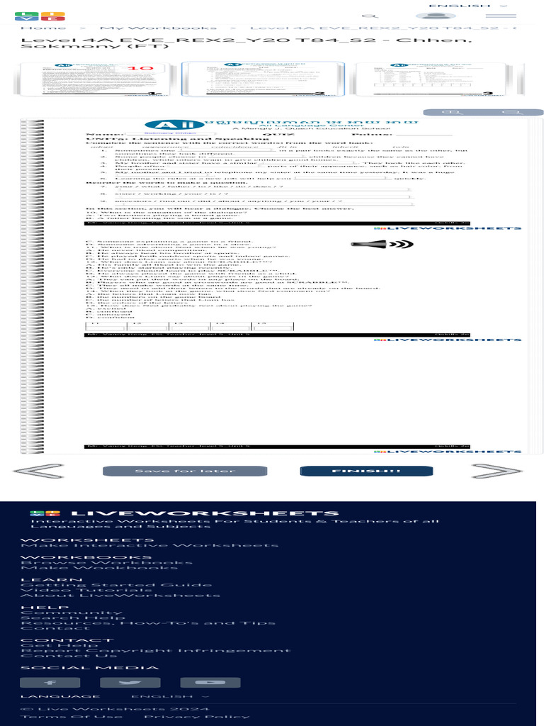 Level 4A EVE - REX2 - Y20 T84 - S2 - Chhen, Sokmony (FT) Live | PDF | Foreign Language Studies
