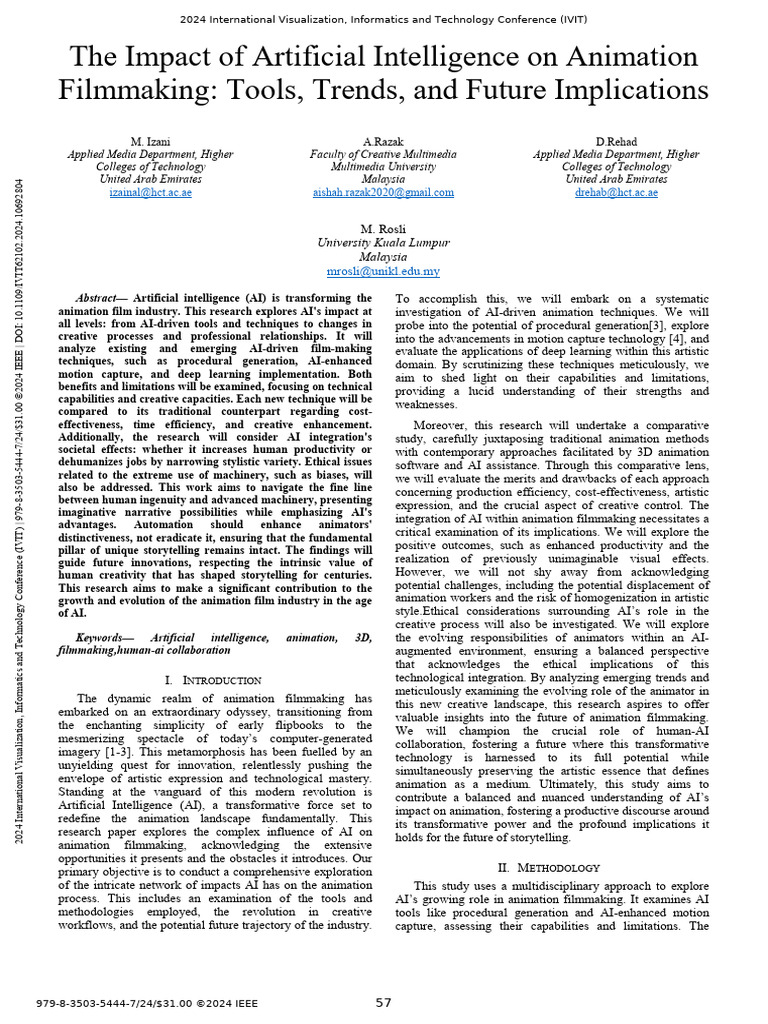 The Impact of Artificial Intelligence On Animation Filmmaking Tools Trends and Future ...