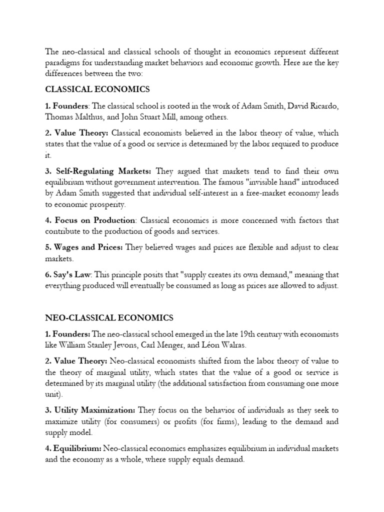 Review of School of Thoughts | PDF | Neoclassical Economics | Economics