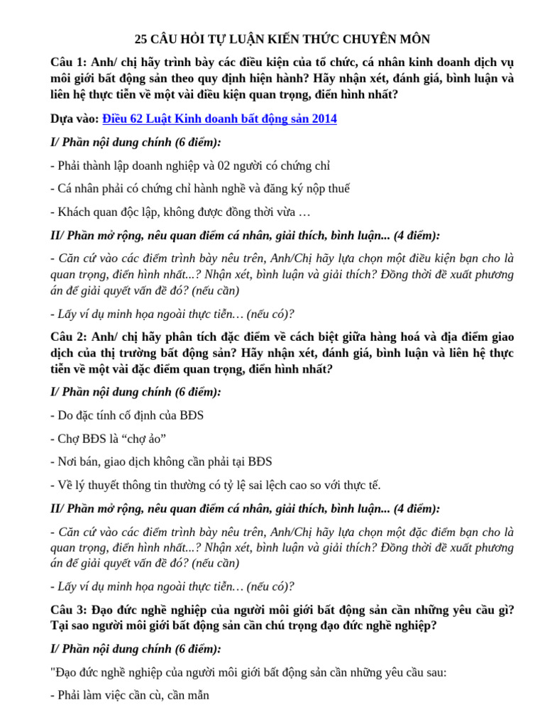 CHUYEN MON TU LUAN 25 Cau | PDF