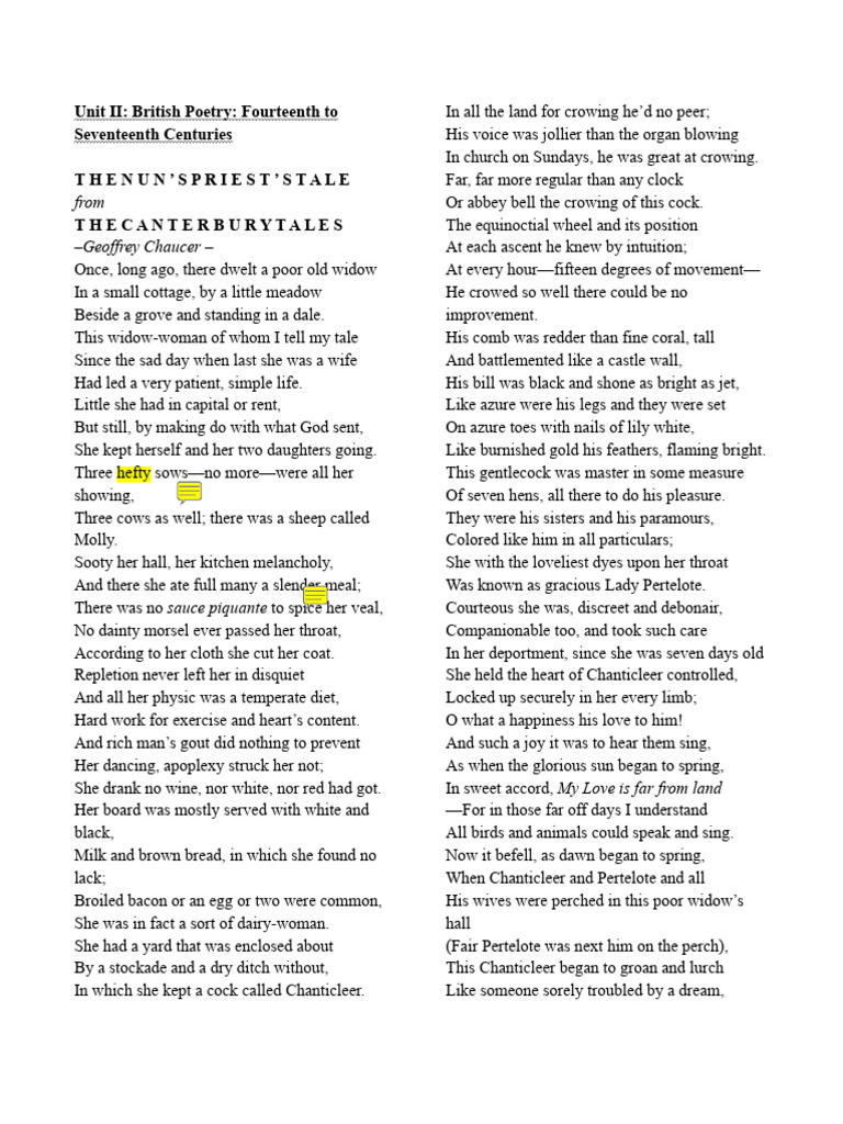 British Poetry: 14th-17th Century Insights | PDF | Predestination | Hector