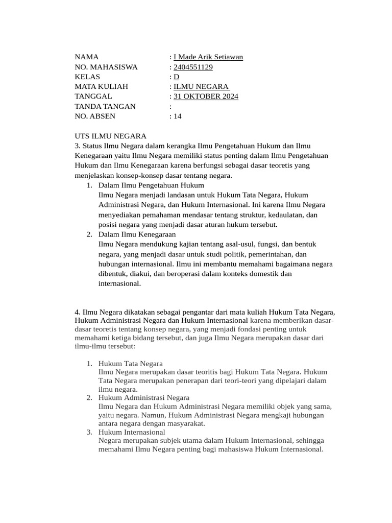 I Made Arik Setiawan - Ilmu Negara | PDF