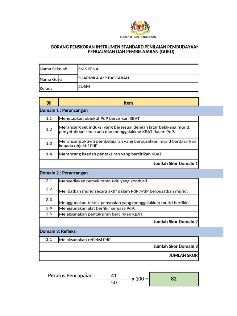 Borang Penskoran Sharmila 2023 | PDF