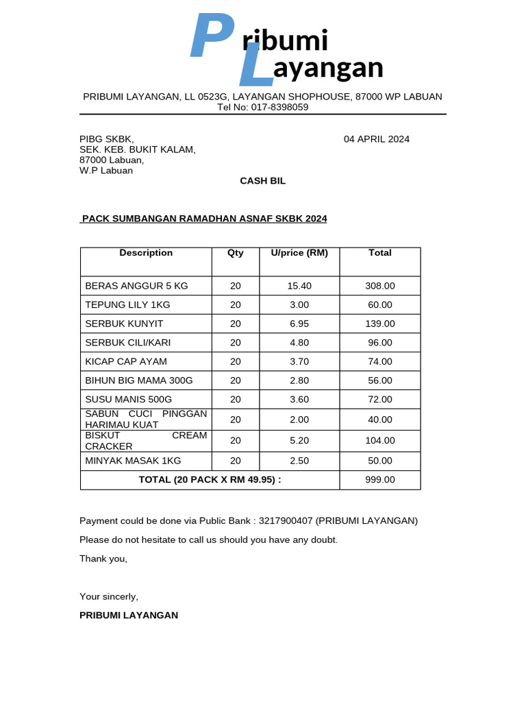 Statement Pack Sumbangan Ramadhan Asnaf Skbk 2024 Pdf