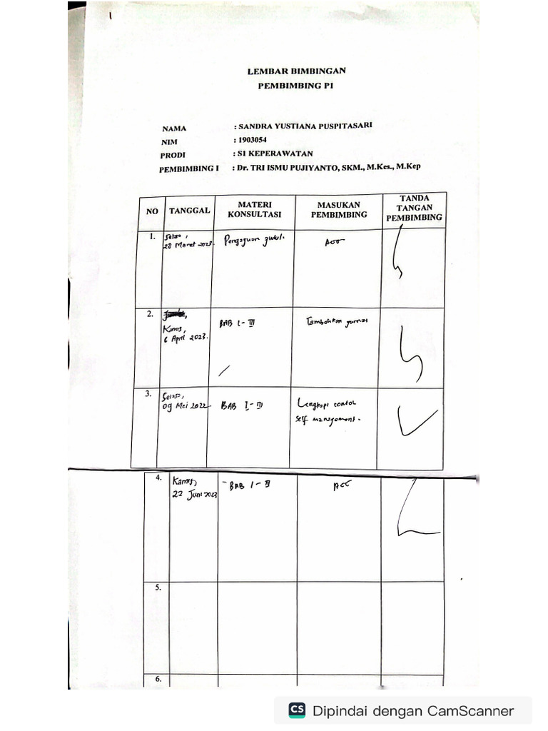 Lembar Bimbingan p1p2 SandraYP | PDF
