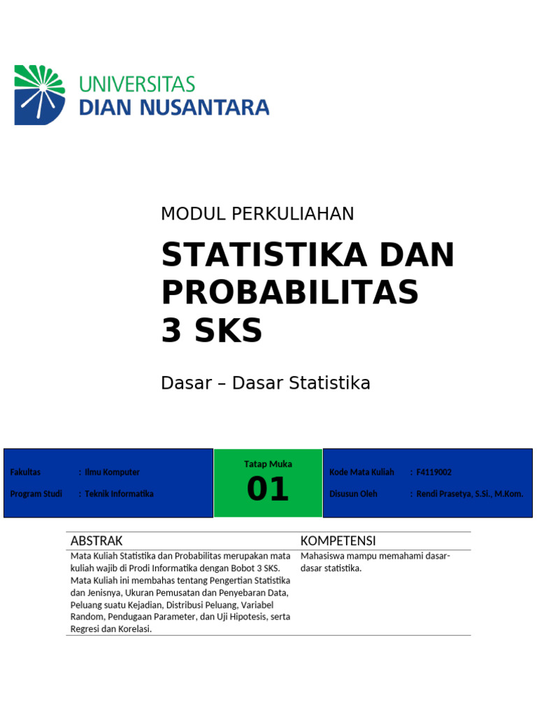 Modul 1 - Dasar-Dasar Statistika | PDF | Komputer