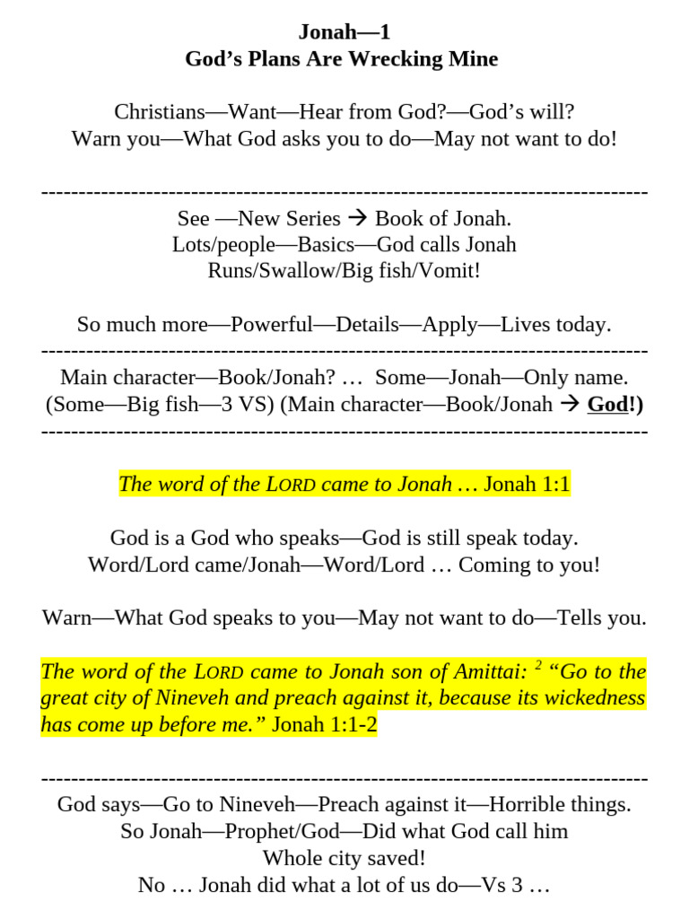 Jonah 2024 1 PreachingOutline | PDF | Jonah | Religious Belief And Doctrine