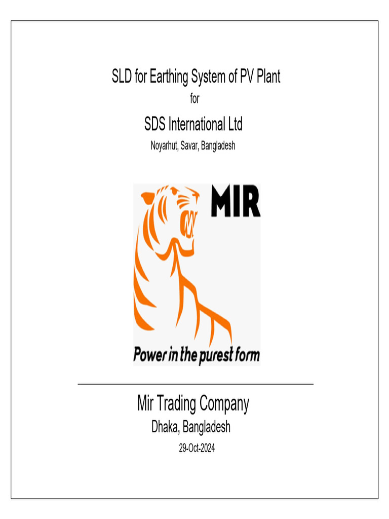 PV Plant Earthing SLD Bangladesh | PDF | Electrical Engineering ...