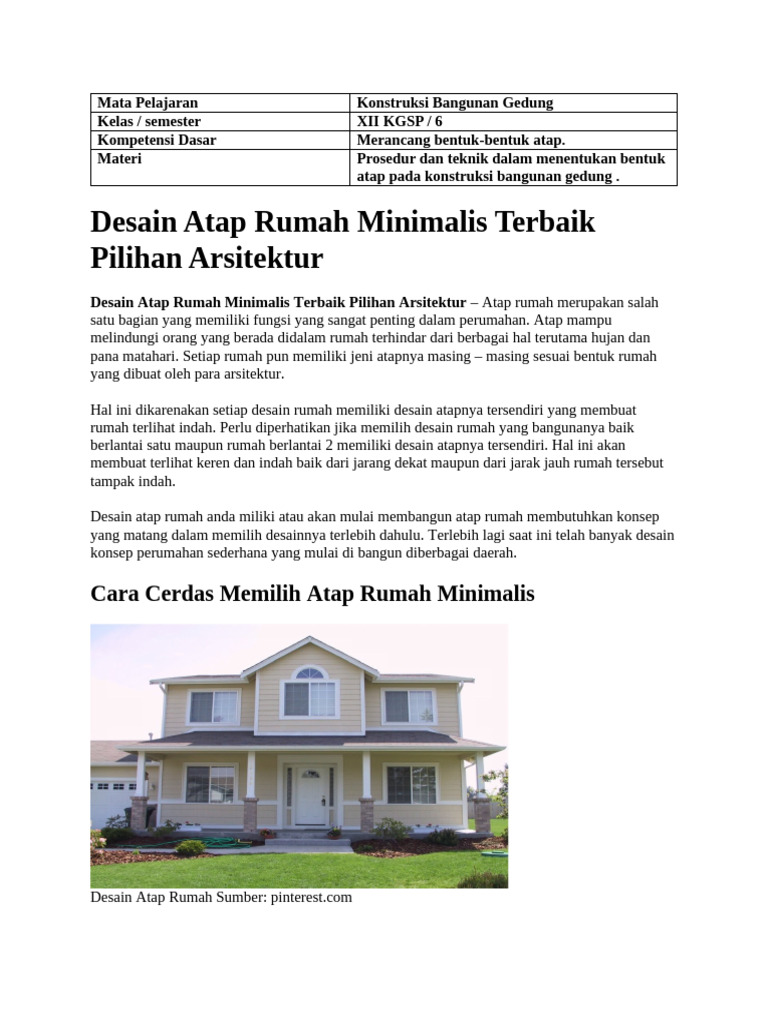 Prosedur Dan Teknik Dalam Menentukan Bentuk Bentuk Atap Pada Konstruksi Bangunan Gedung | PDF | Seni