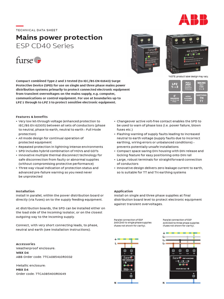 CD40 Series Surge Protective Device | PDF | Electrical Engineering ...
