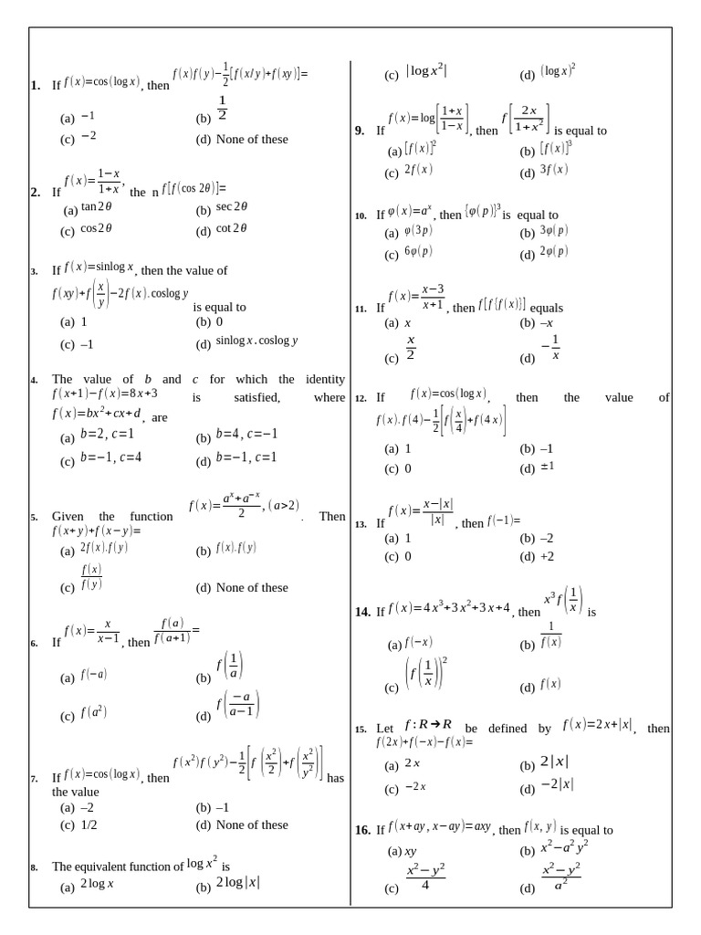 18.function, Limits, Continuity and Differentiability | PDF | Function (Mathematics) | Complex ...