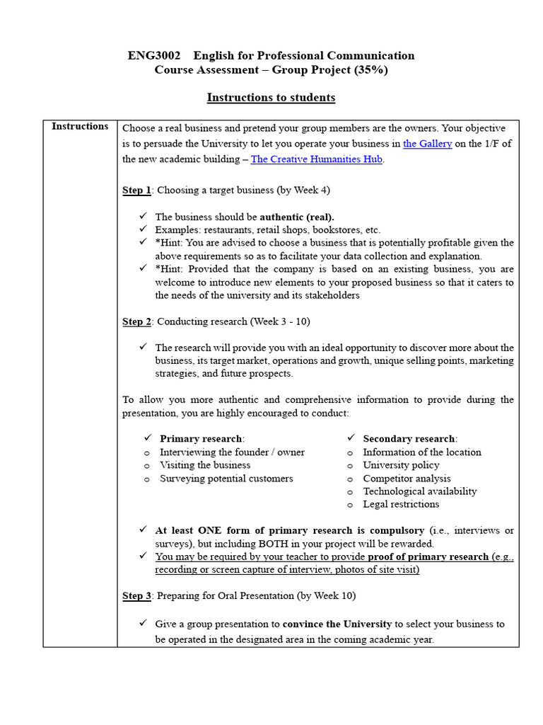 Group Project (Instructions) | PDF | Marketing | Business