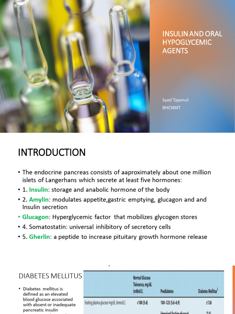 Insulin and Hypoglycemic Agents-1 | PDF | Insulin | Pancreas