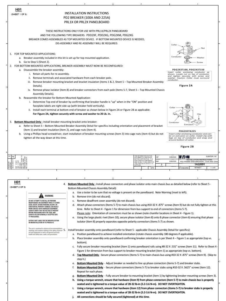 Installation Instructions - PD2 Breaker | PDF | Manufactured Goods | Electrical Engineering
