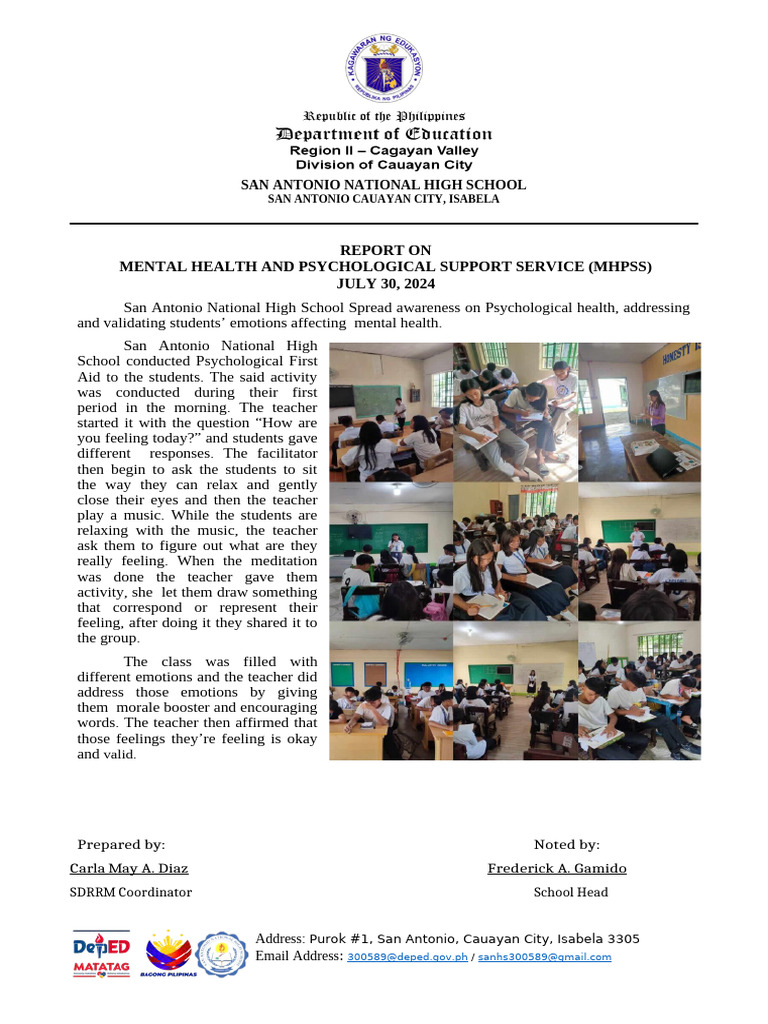 Accomplishment Report (Pfa) | PDF | Social Psychology | Emotions
