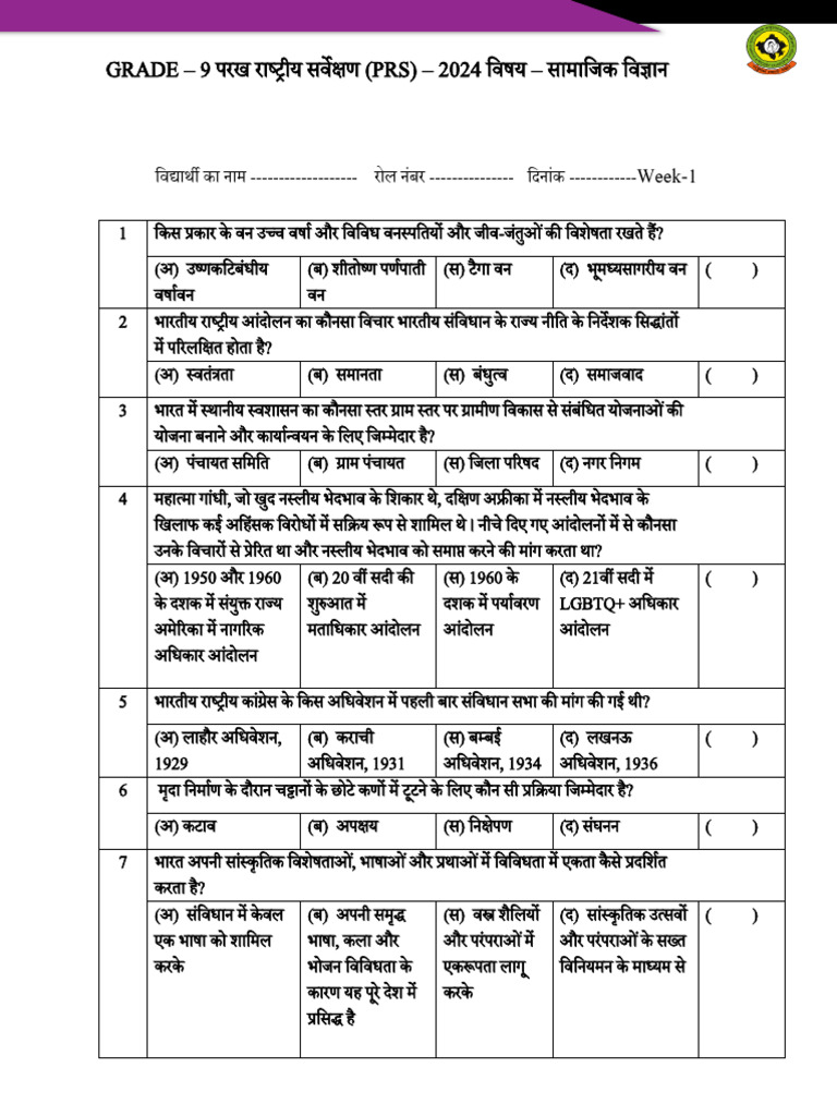 Grade-9 Sst-Week-1 | PDF