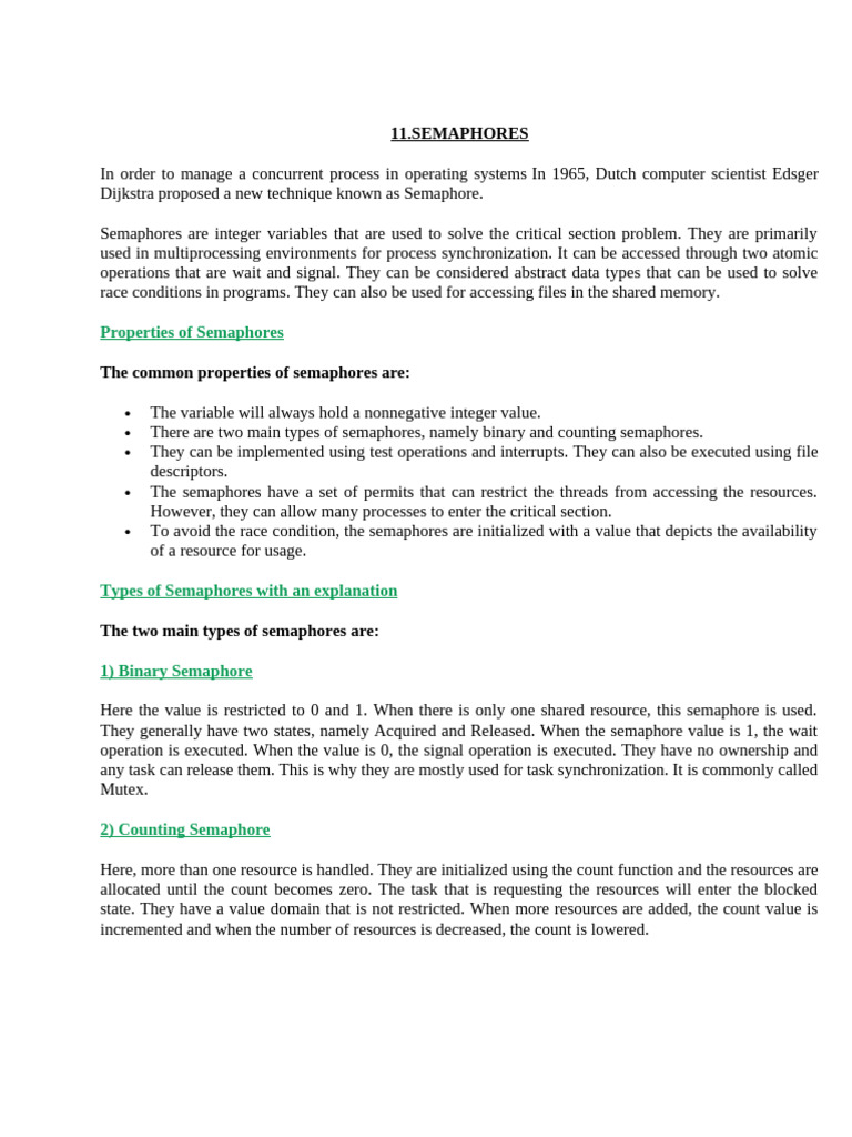11 Semaphores | PDF | Concurrency (Computer Science) | Operating System Technology
