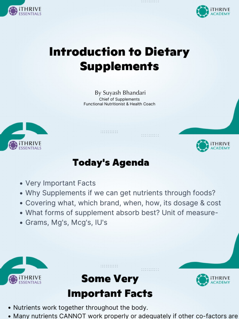 Introduction To Dietary Supplements - SB | PDF | Dietary Supplements ...