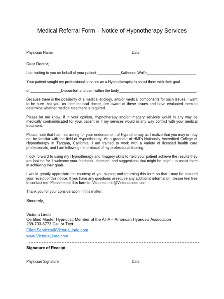 KW Medical Referral | PDF | Self-Improvement