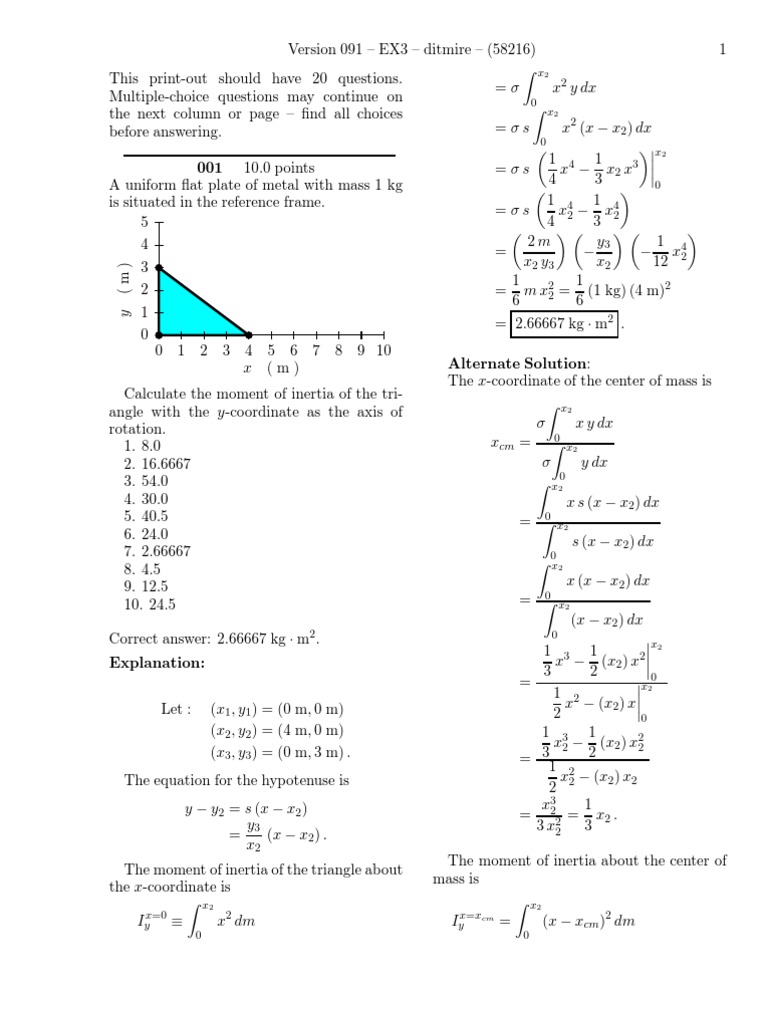 EX3 Solutions | PDF | Torque | Space