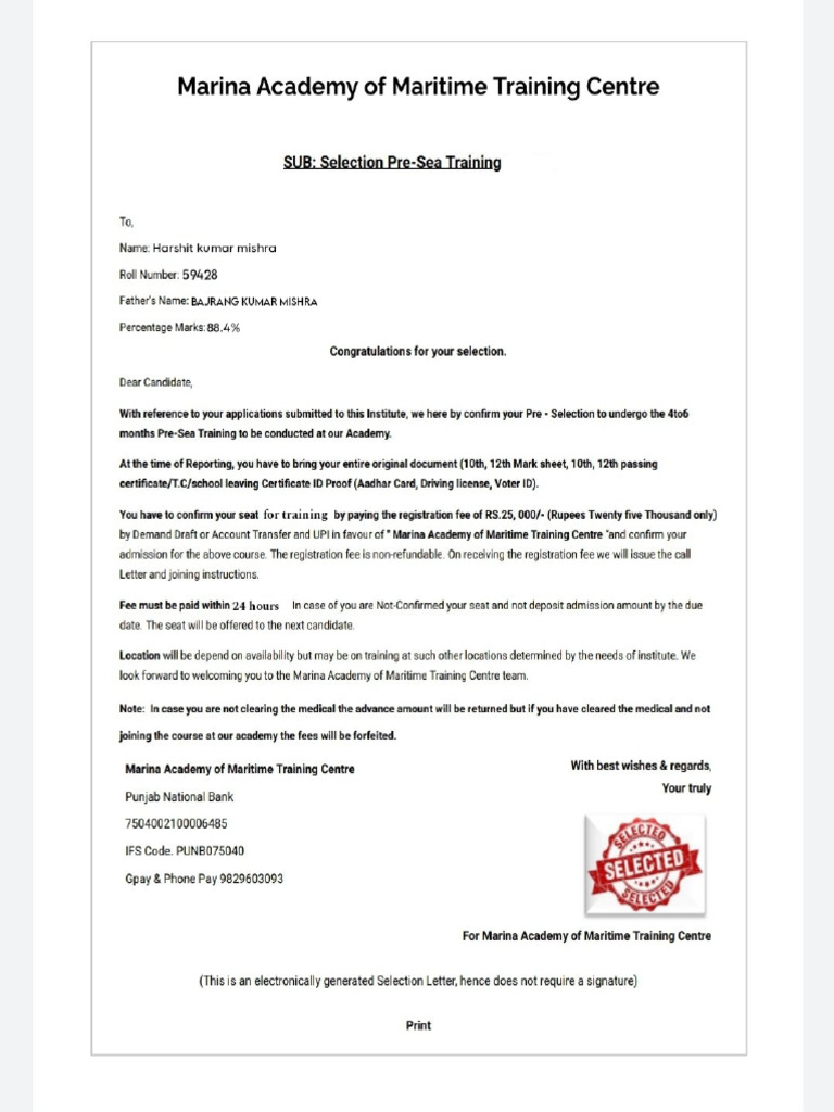 Merchant Navy Training Fees | PDF