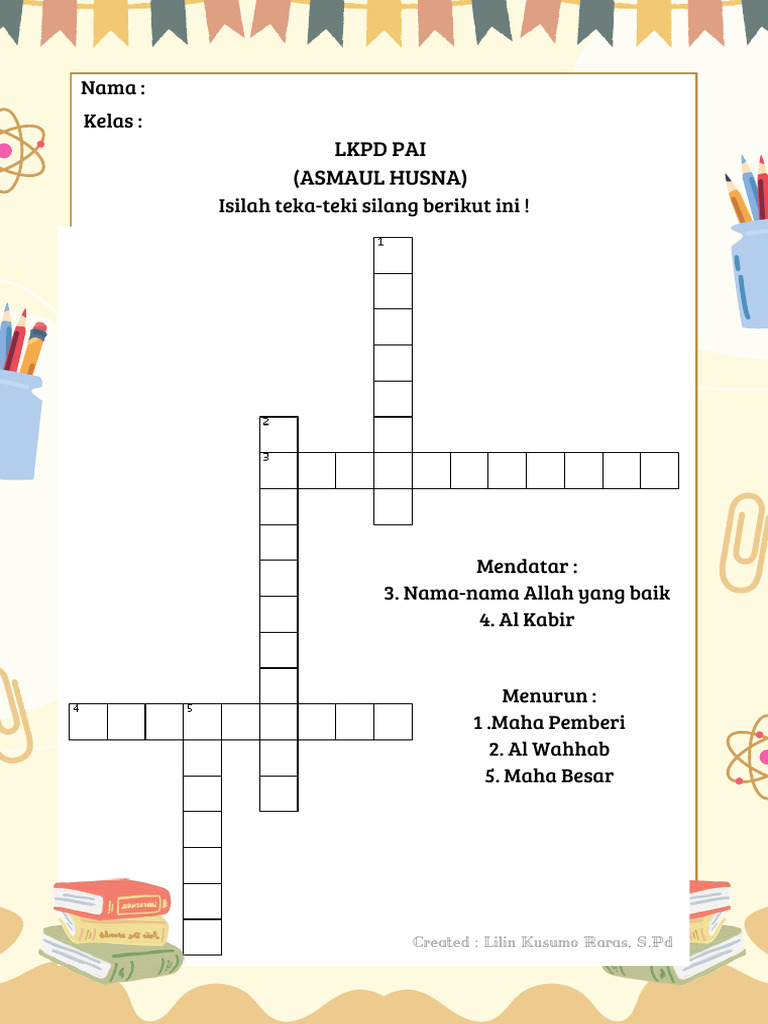 LKPD Asmaul Husna Kelas 3 SD | PDF