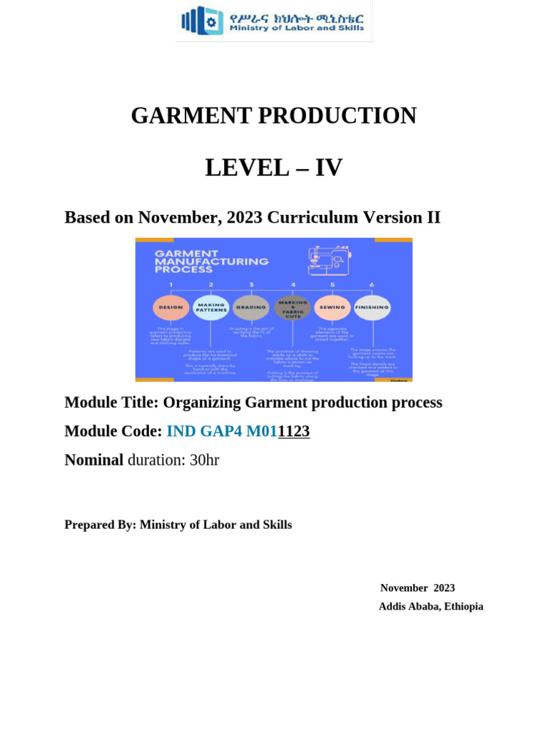 Organizing Garment Production Process | PDF | Lean Manufacturing | Sewing
