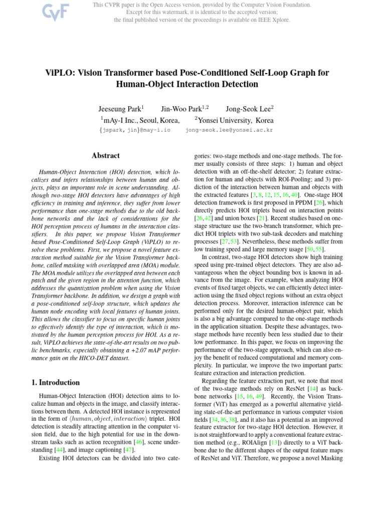 Park Viplo Vision Transformer Based Pose Conditioned Self Loop Graph For Human Object