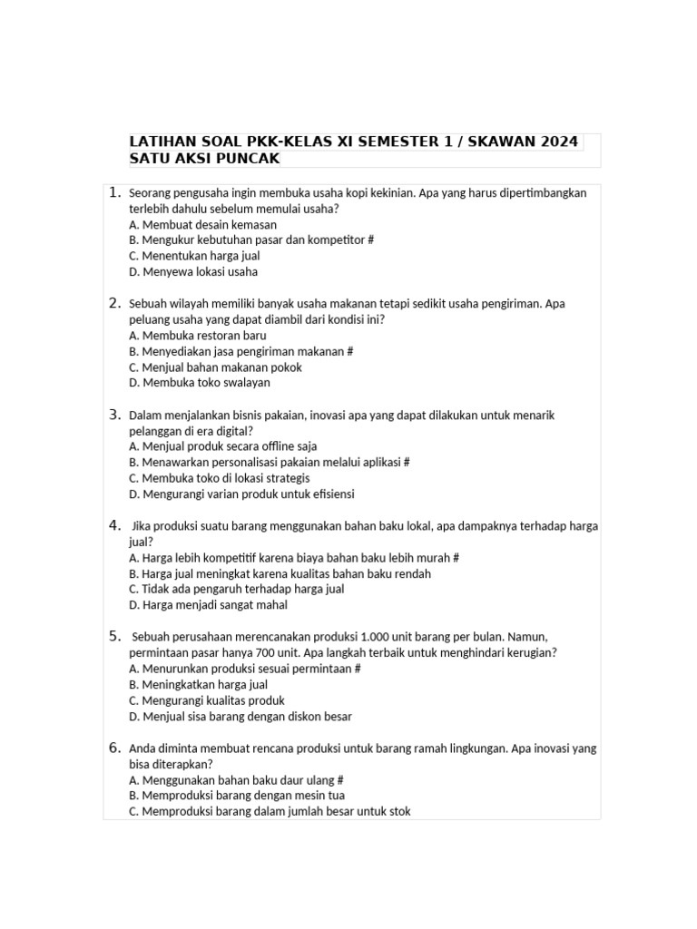 Latihan Soal Final | PDF