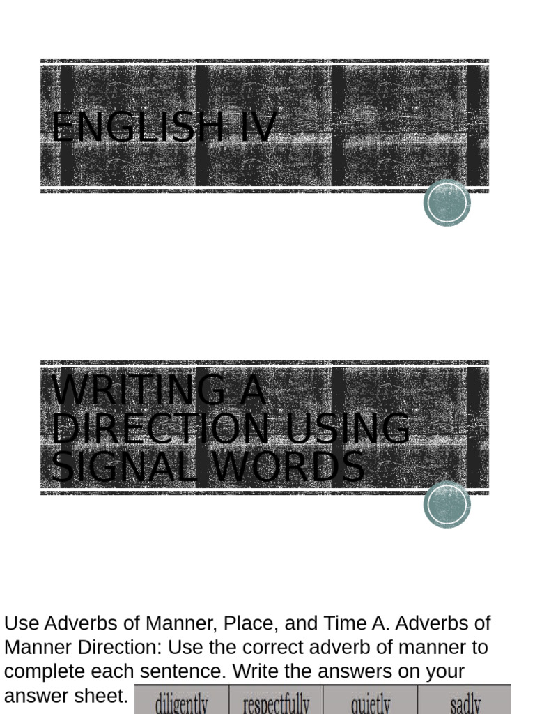 Writing A Direction Using Signal Words | PDF