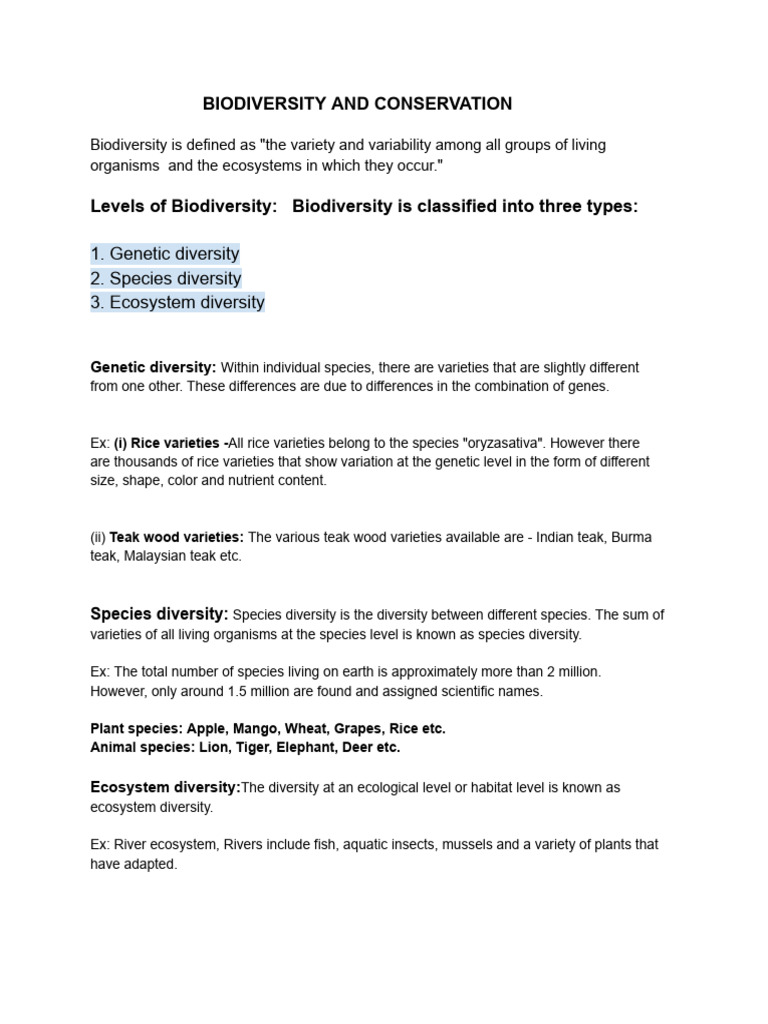 Bca 24 BIODIVERSITY AND CONSERVATION | PDF | Biodiversity ...