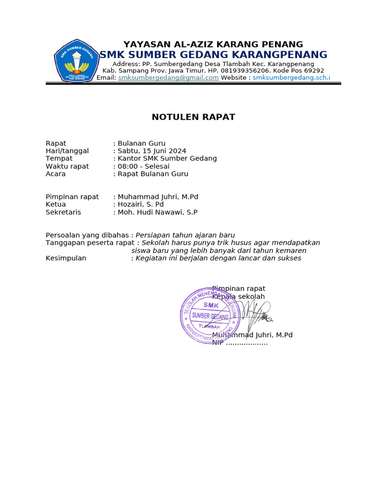 Format Notulen Rapat | PDF