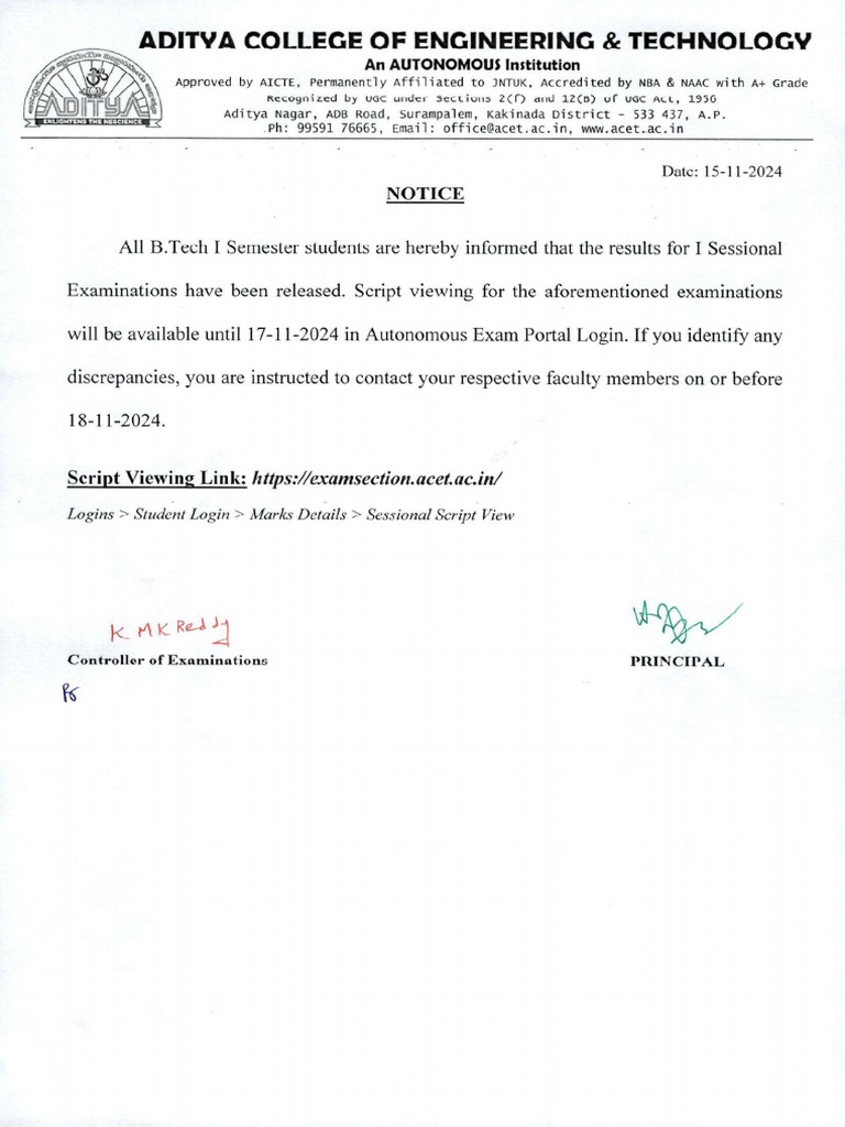 B.tech - I Sem - I Sessional - Script View | PDF