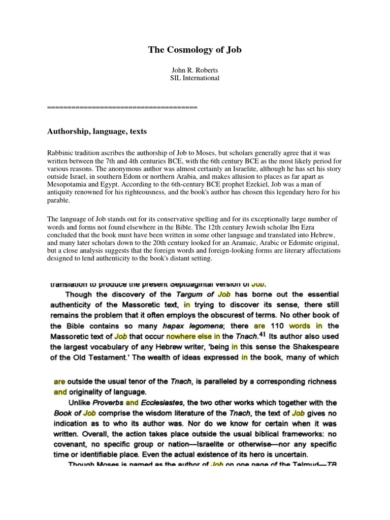 The Cosmology of Job | PDF | Book Of Job | Constellation