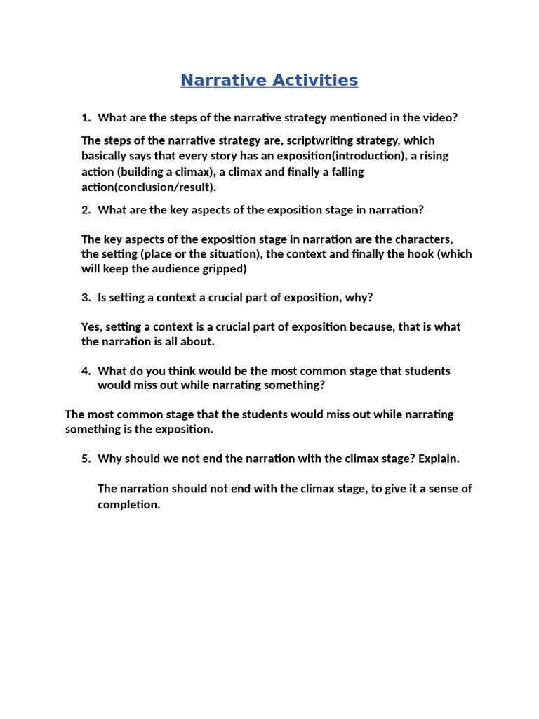 Narrative Activities | PDF