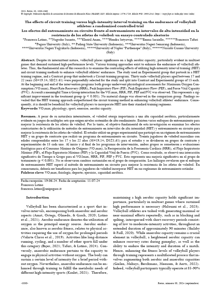 Effects of Circuit Training Versus High-Intensity Interval Training On ...