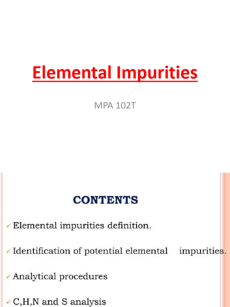Complete Elemental Impurities | PDF