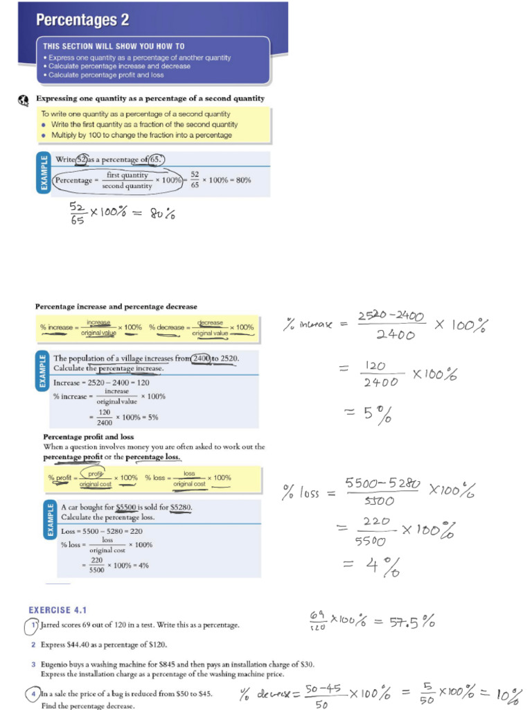 Percentages 2, Expanding Double Brackets | PDF