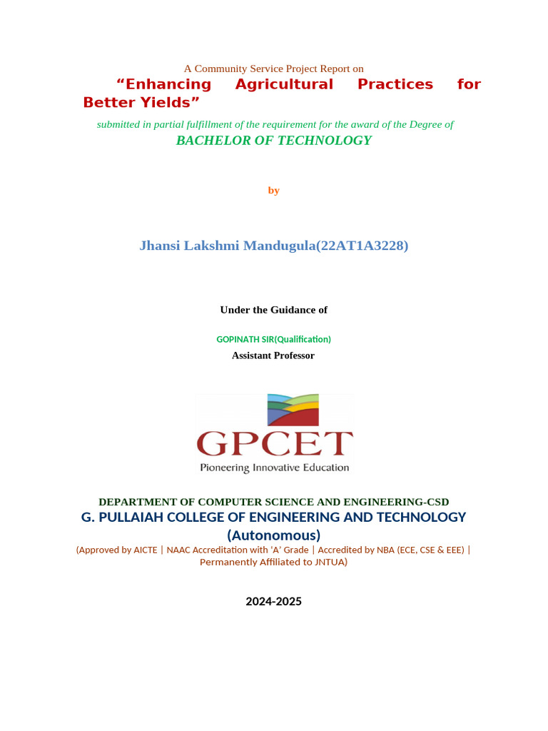 Community Service Project Format (1) .Docx 345 | PDF | Plantation | Agriculture