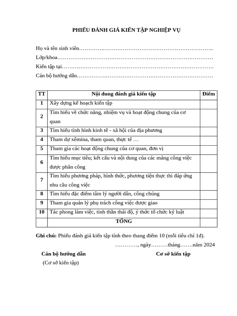 Phieu Danh Gia Kien Tap | PDF