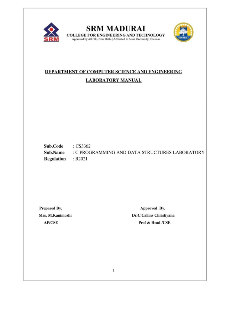 C & Ds Lab Manual C | PDF