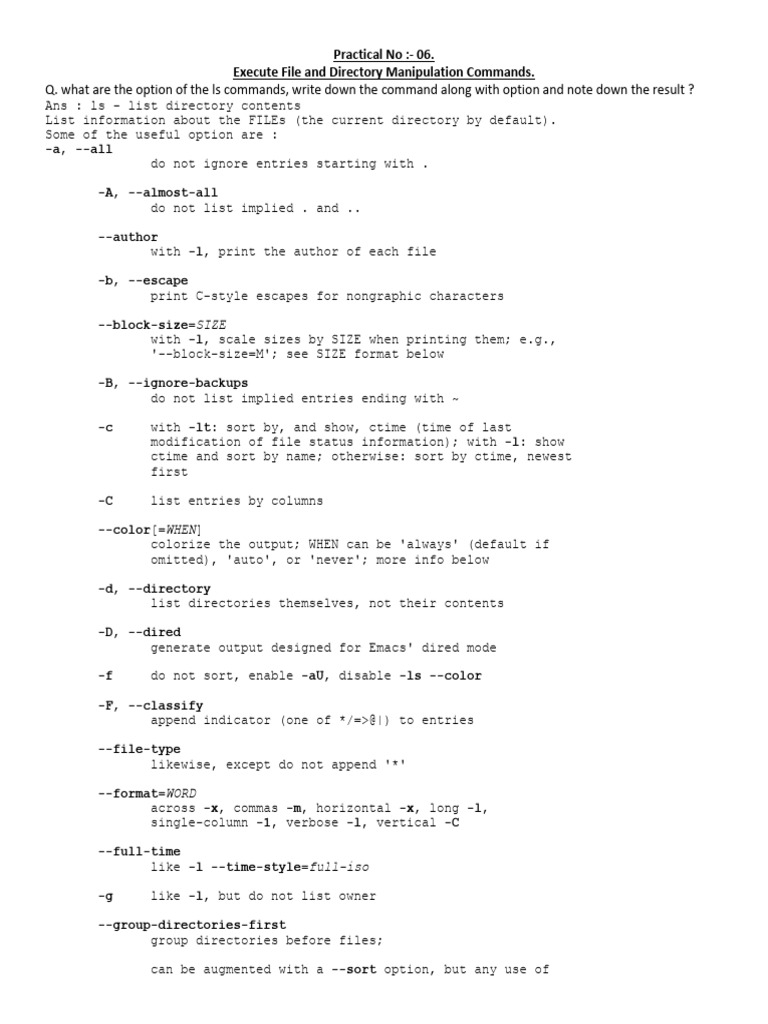 File and Directory Commands Overview | PDF | System Software ...