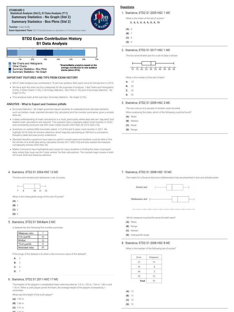 Summary Statistics Q & A | PDF | Median | Descriptive Statistics