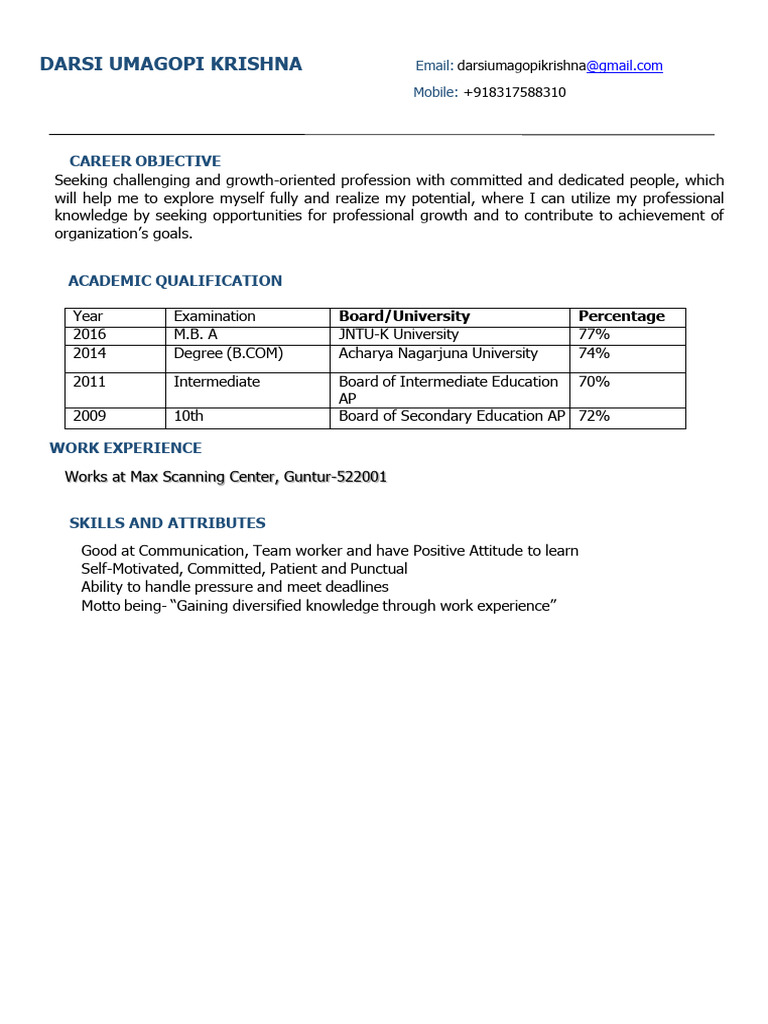 Sai Krishna Resume | PDF | Career & Growth