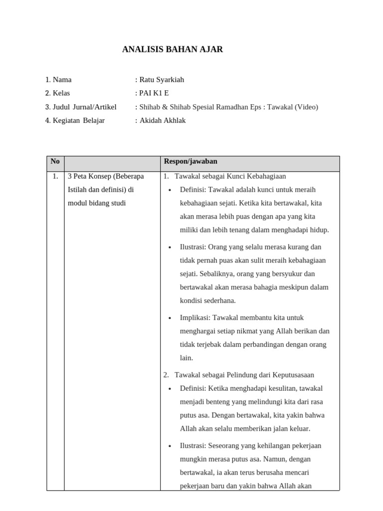 Analisis Bahan Ajar Ratu Syarkiah Modul 7 | PDF | Pengembangan Diri