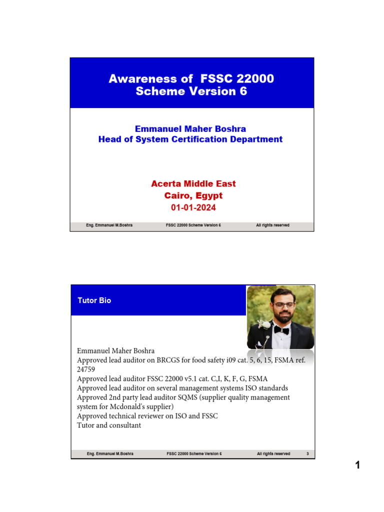 Awareness of FSSC 22000 Scheme Version 6 | PDF | Hazard Analysis And Critical Control Points ...