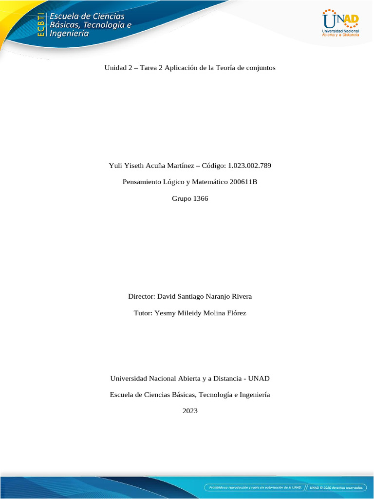 Avance Tarea 2 YULI YISETH ACUNA MARTINEZ | PDF | Conjunto (Matemáticas)