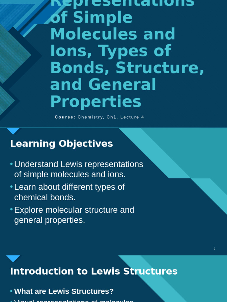 Lewis Representations of Simple Molecules and Ions | PDF | Chemical Bond | Ionic Bonding