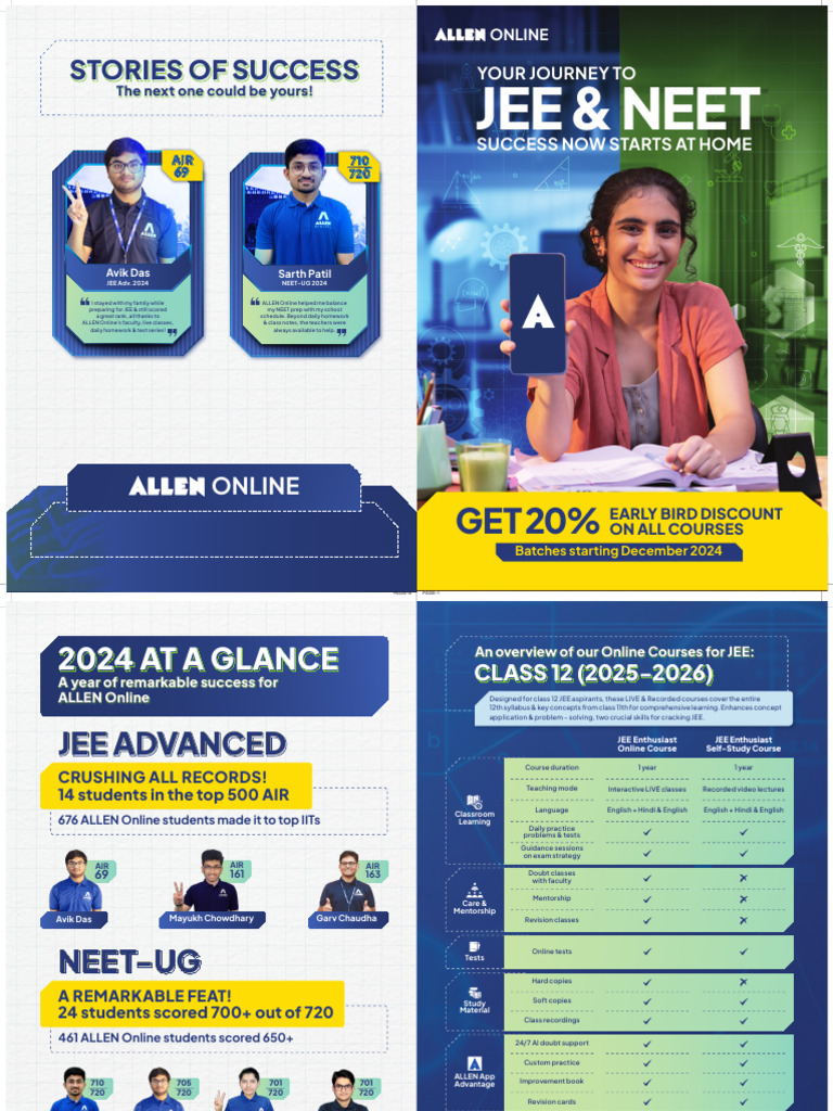 Aop-Jee & Neet Combined Brochure - A4 - No QR | PDF | Educational Technology | Lecture