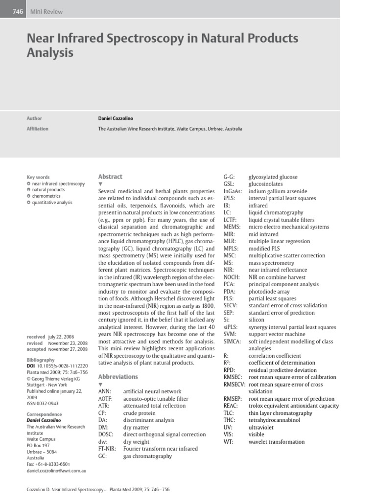 Near Infrared Spectroscopy in Natural Products | PDF | Infrared ...